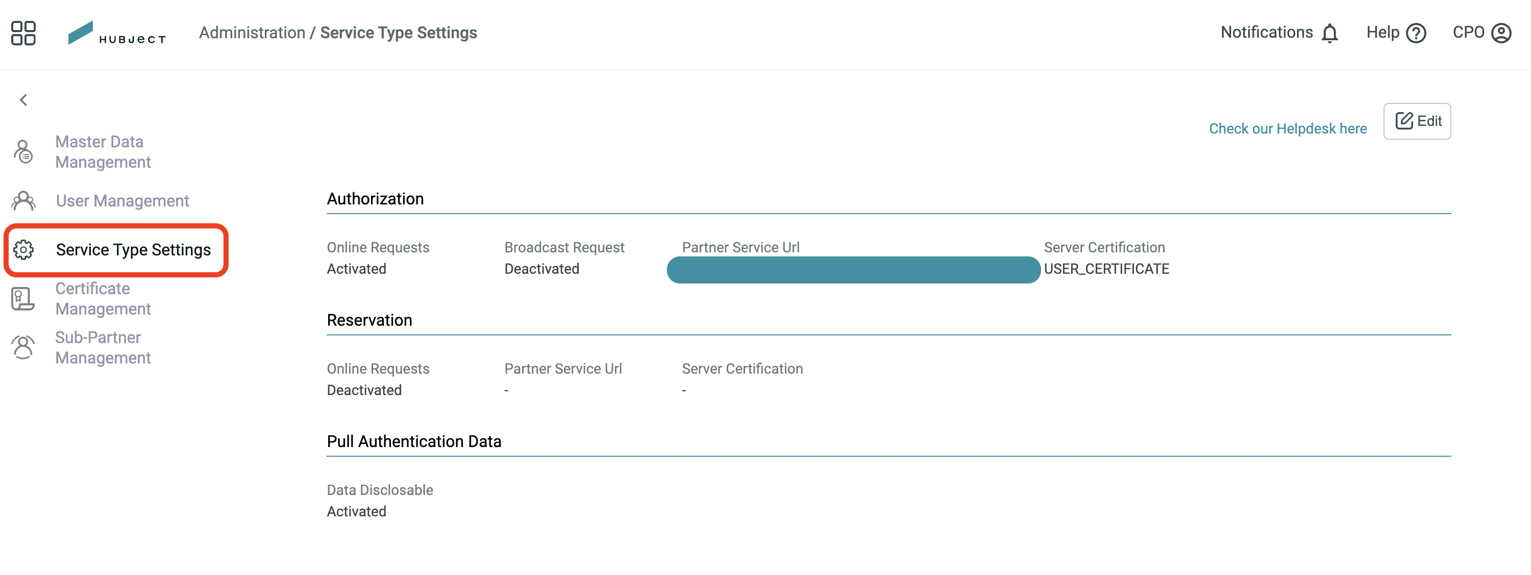 3.3 Service Type Settings (CPO) – Hubject